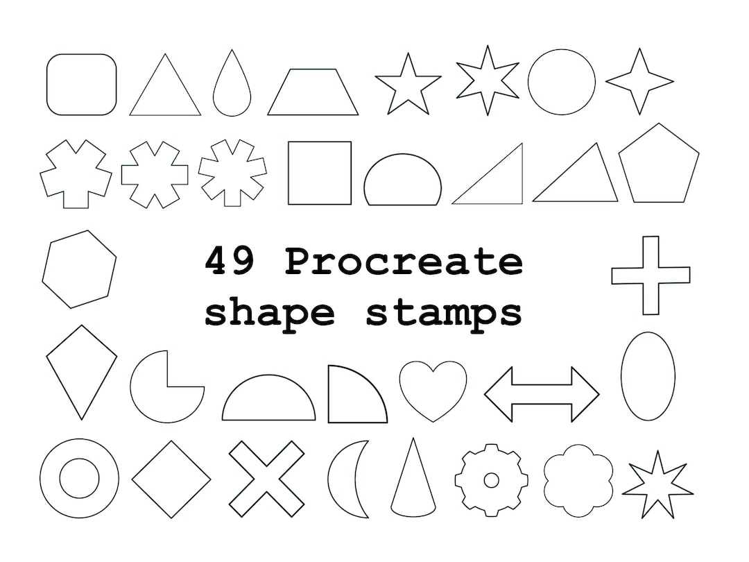 Procreate Shape Stamps, 49 Stamps, Geometric Shapes, Procreate Shape ...