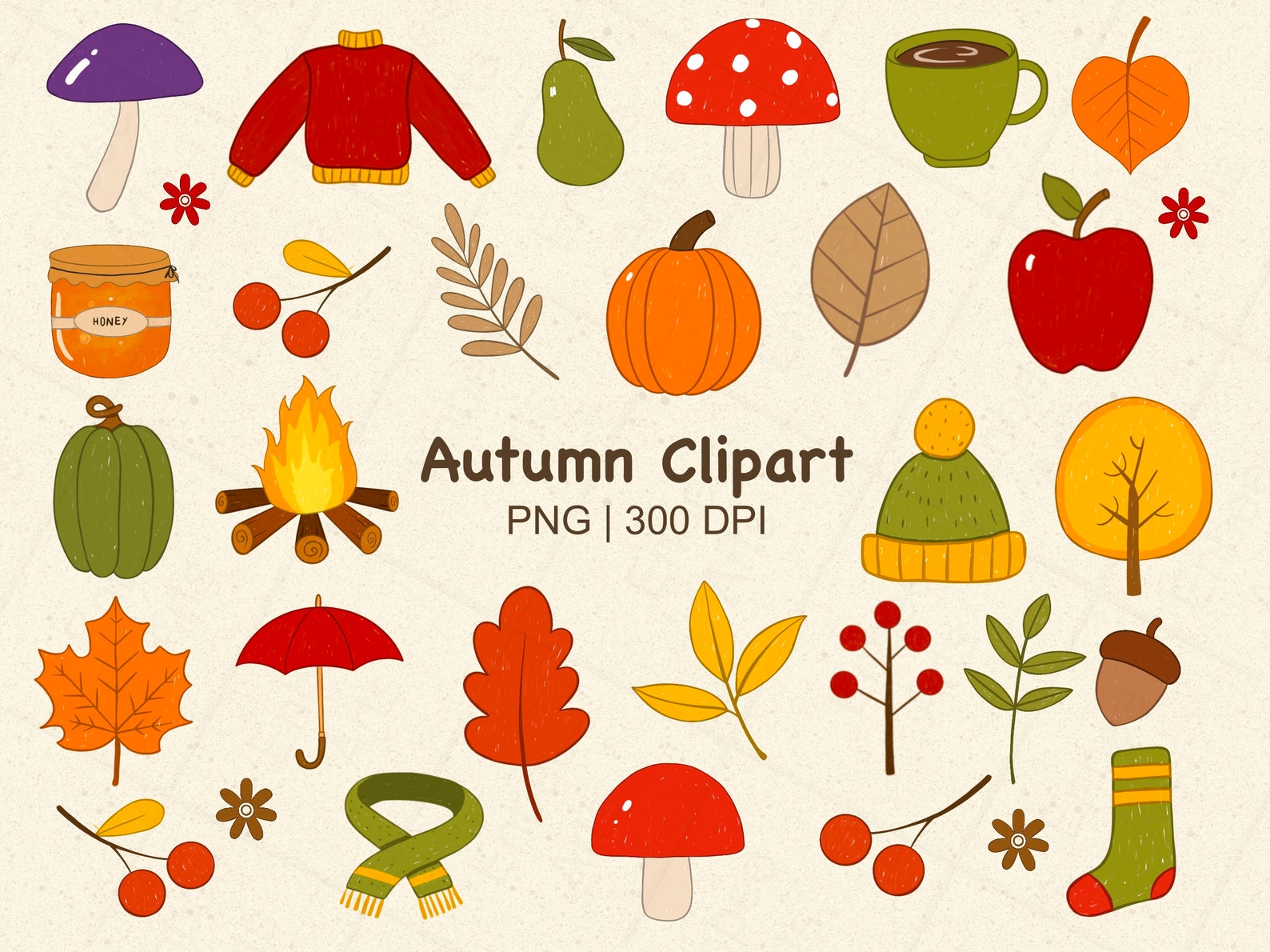 Autumn Clipart, Fall Clipart, Cozy Fall Clipart, Winter Clothes ...
