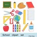 School Clipart Set, Back to School, Stationary, Education Clipart ...