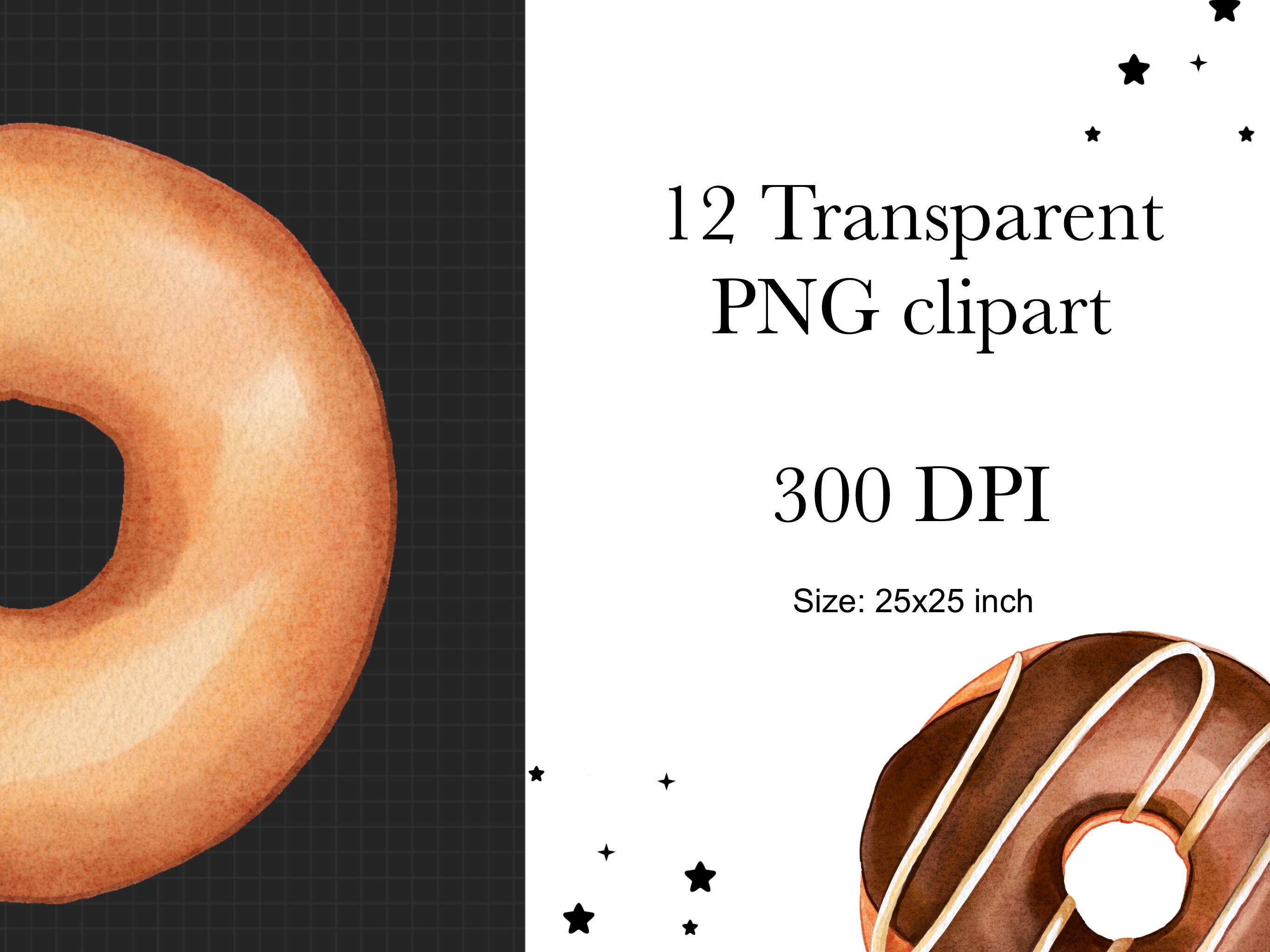 Watercolour Donuts Clipart, Sweets Clipart, Dessert Clipart, Donut ...