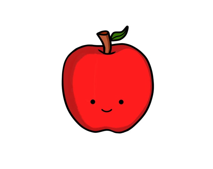 Apple Clipart Png Kawaii Fruit Kawaii Apple Fruit - Etsy