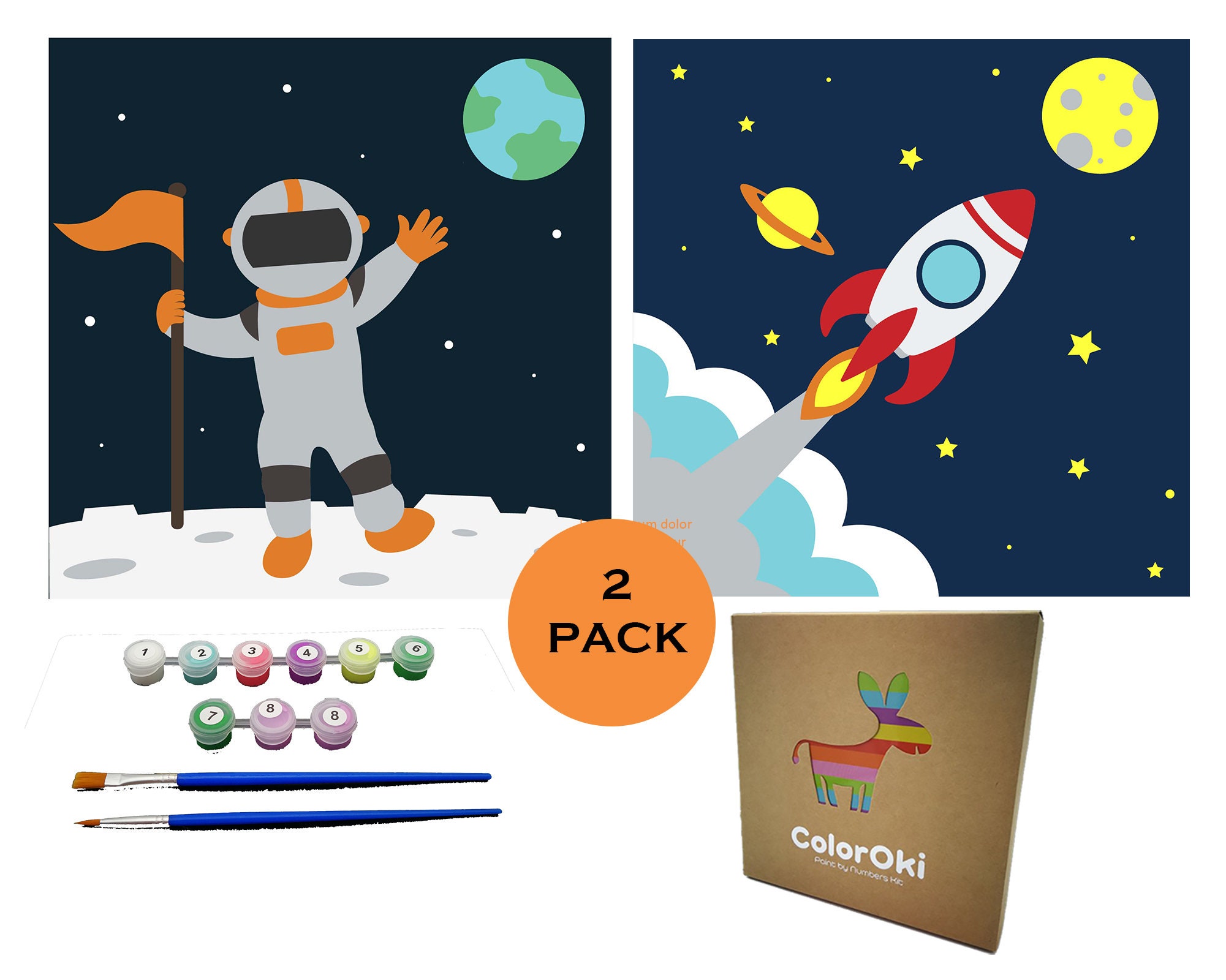 Space Astronaut Paint by Numbers Framed Kit 2-Pack for Kids | Etsy
