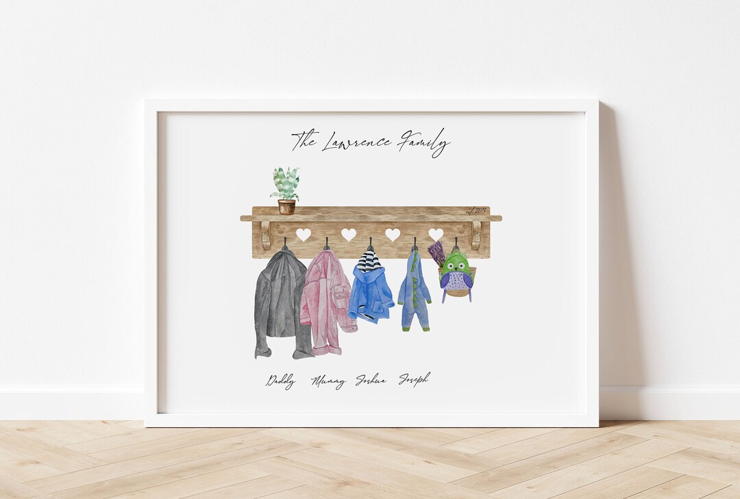 Family Coats Print, Personalised Family Coats Sign, Family Gift, New ...