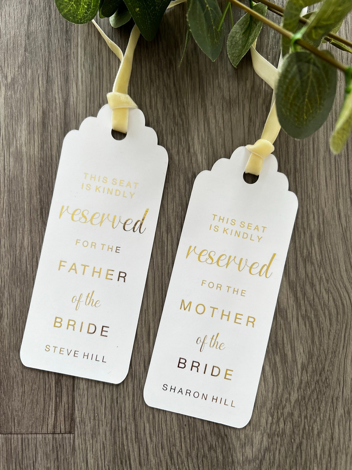 Foil Seat Reservation Tag Wedding Reserved Chair Tag - Etsy UK