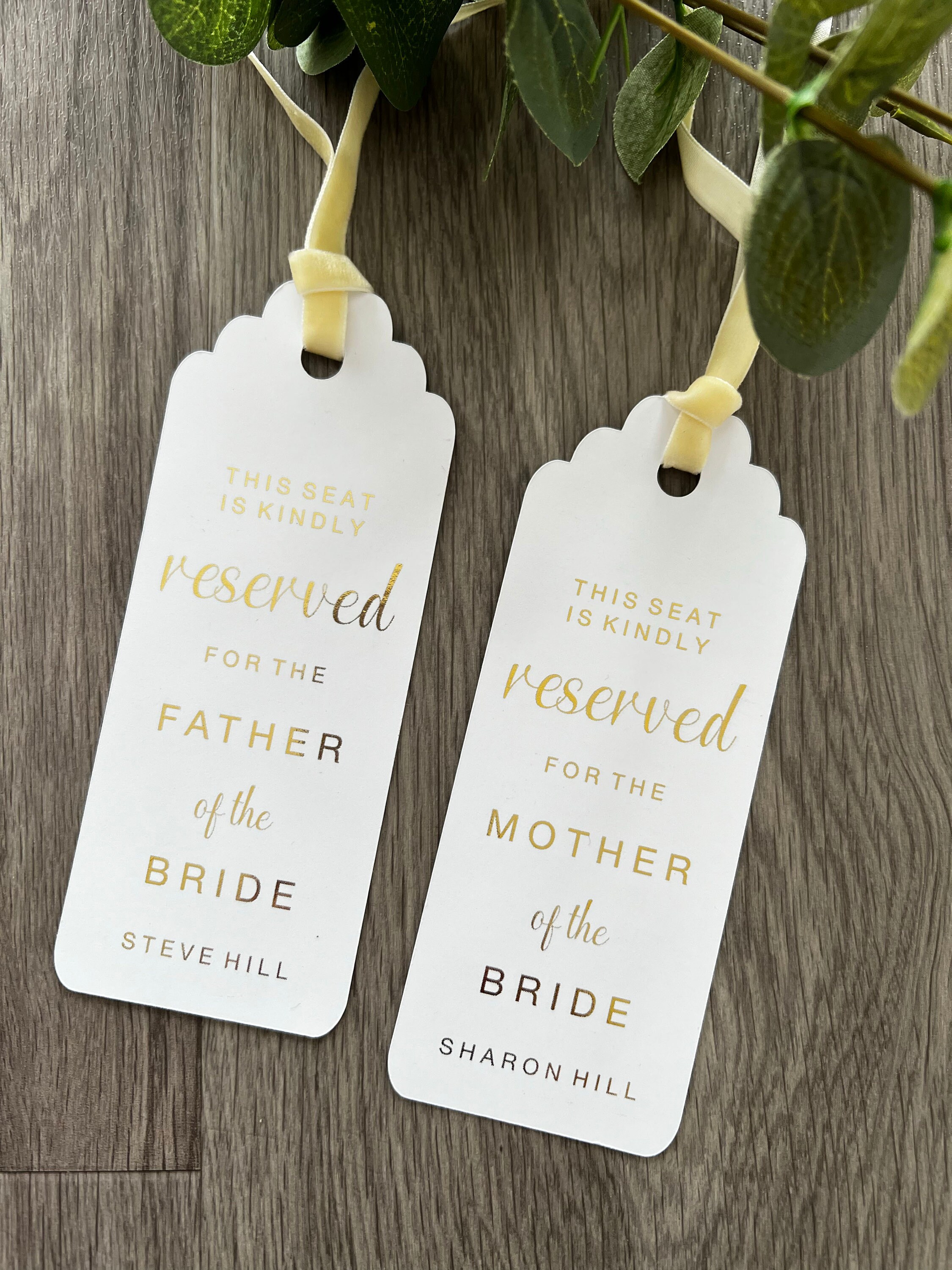Foil Seat Reservation Tag Wedding Reserved Chair Tag - Etsy UK
