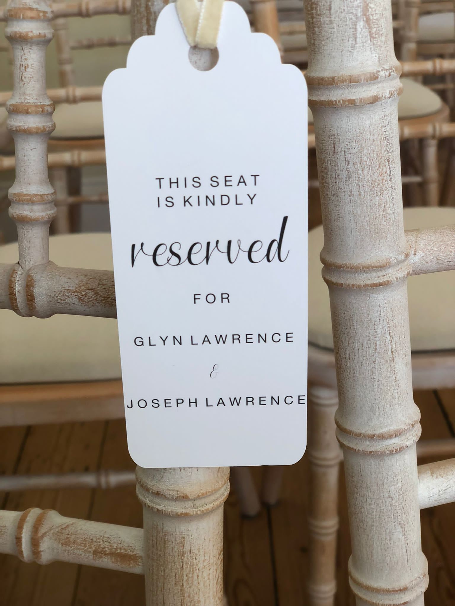 Seat Reservation Tag Wedding Reserved Chair Tag Wedding | Etsy UK