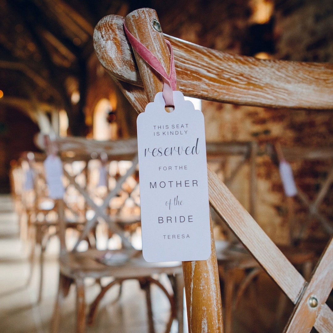 Seat Reservation Tag | Wedding Reserved Chair Tag | Wedding Chair Tag ...
