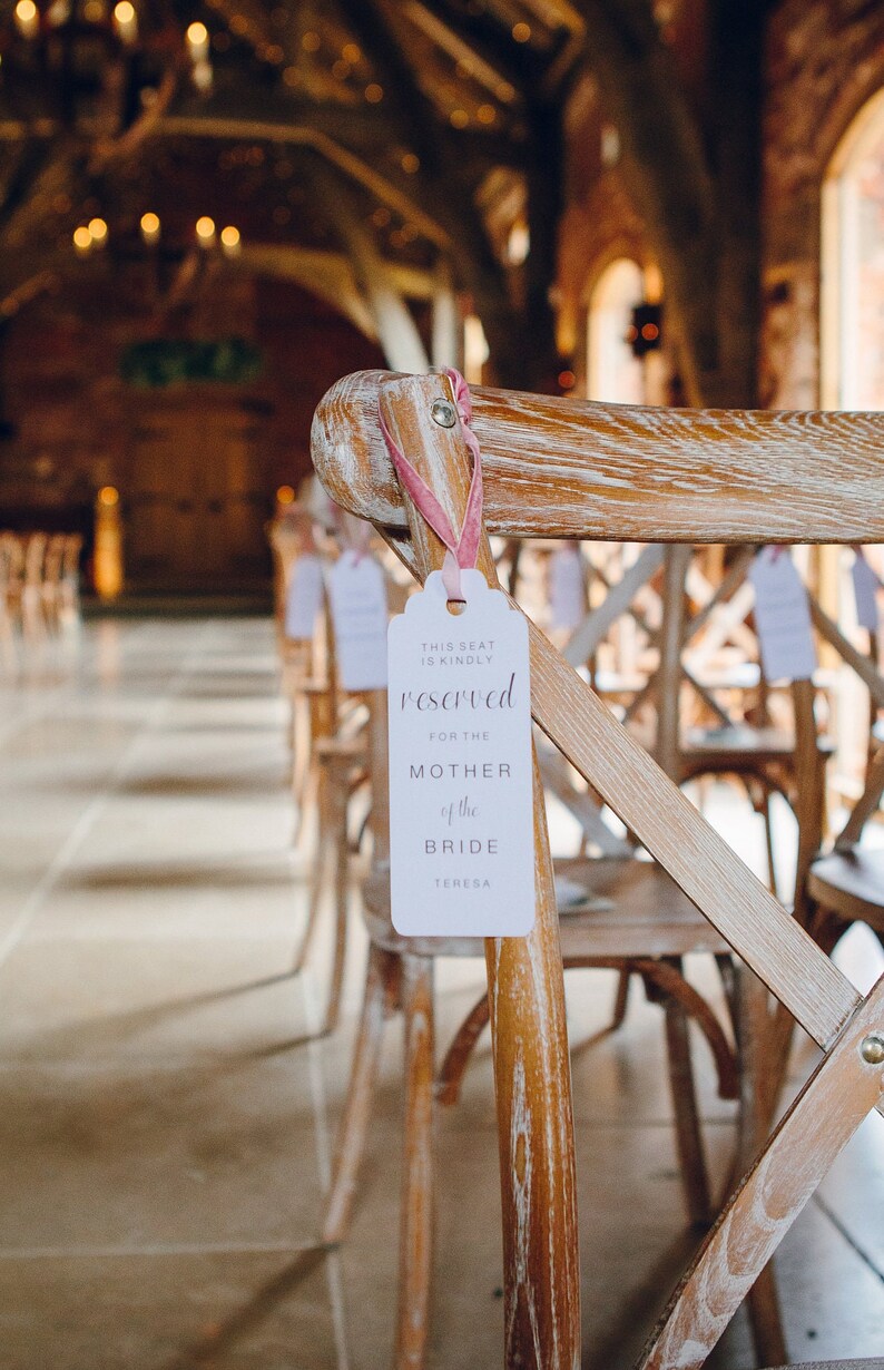 Seat Reservation Tag Wedding Reserved Chair Tag Wedding - Etsy UK