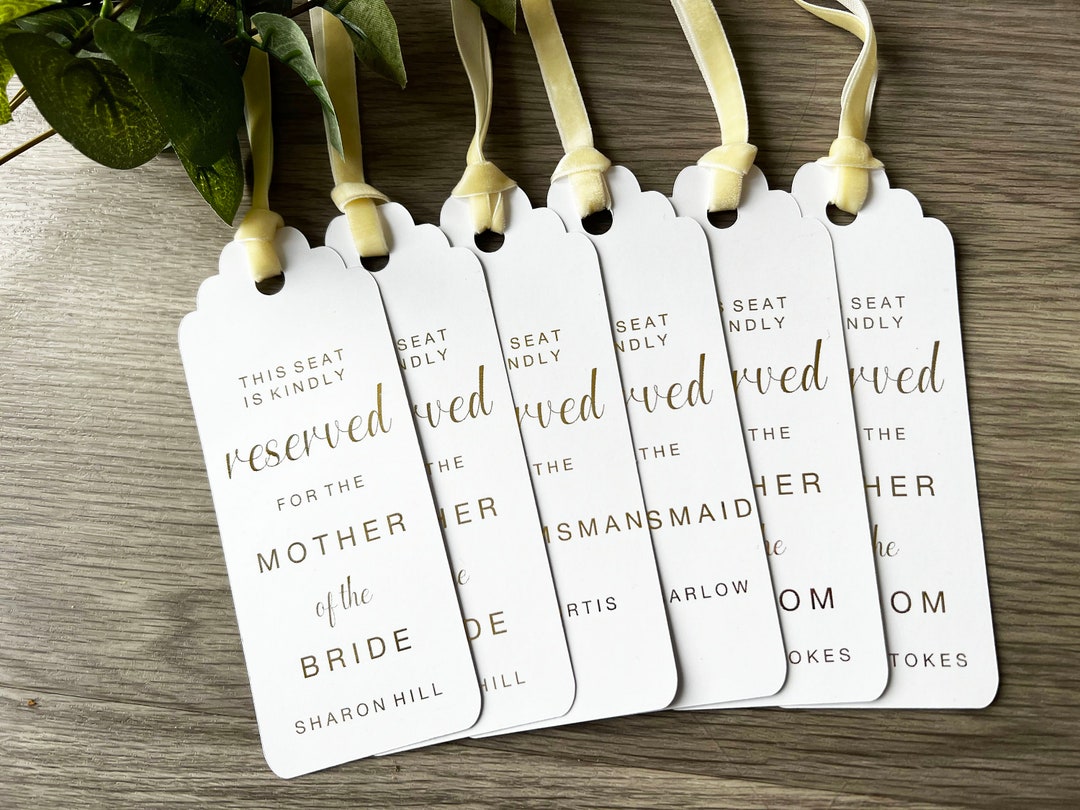 Foil Seat Reservation Tag | Wedding Reserved Chair Tag | Wedding Chair ...