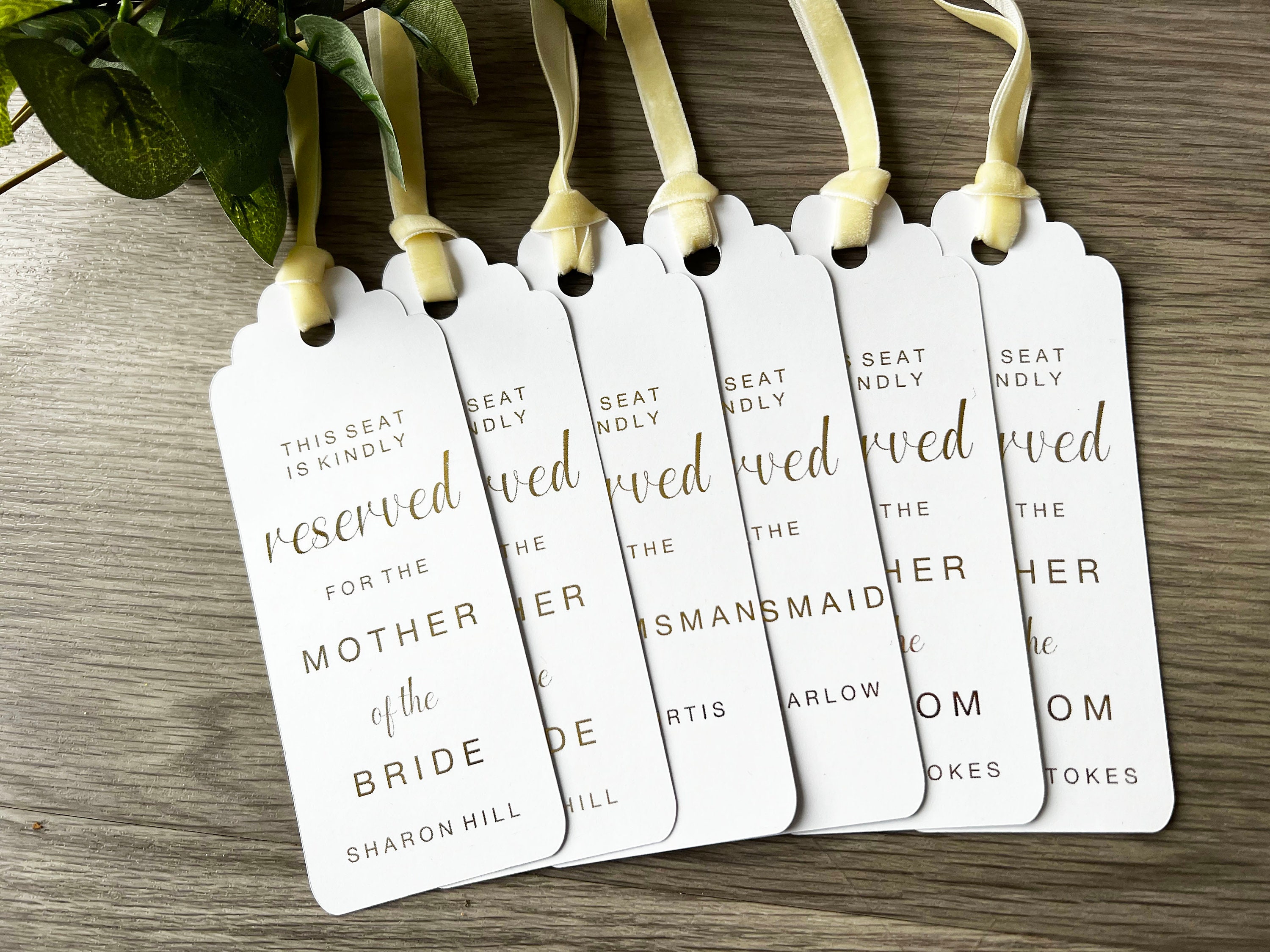 Foil Seat Reservation Tag Wedding Reserved Chair Tag - Etsy UK