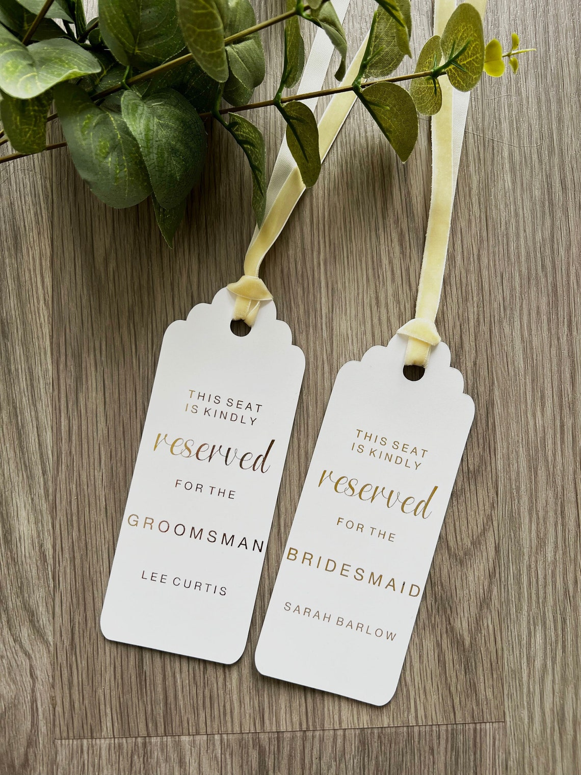 Foil Seat Reservation Tag Wedding Reserved Chair Tag - Etsy UK