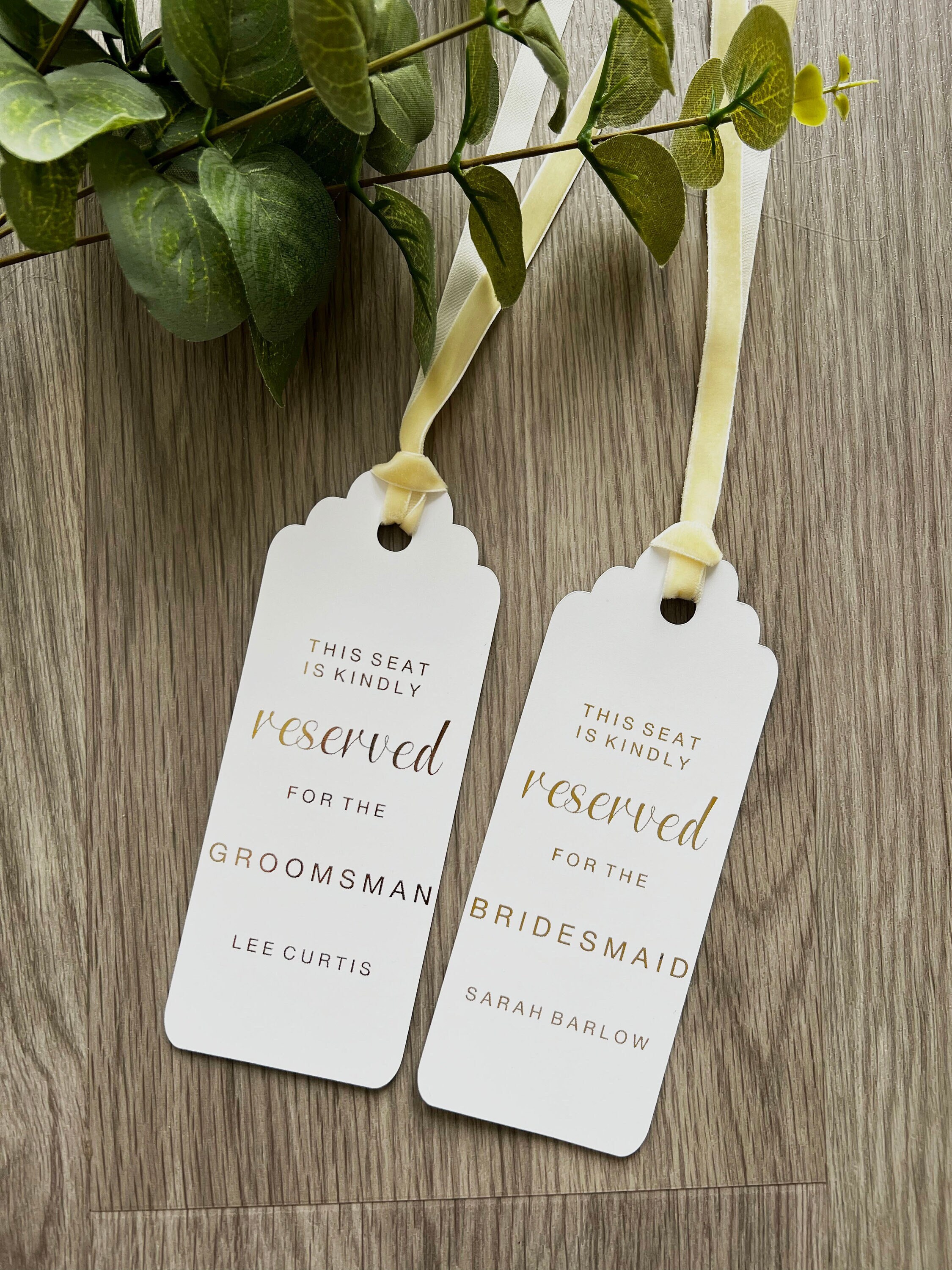 Foil Seat Reservation Tag Wedding Reserved Chair Tag - Etsy UK