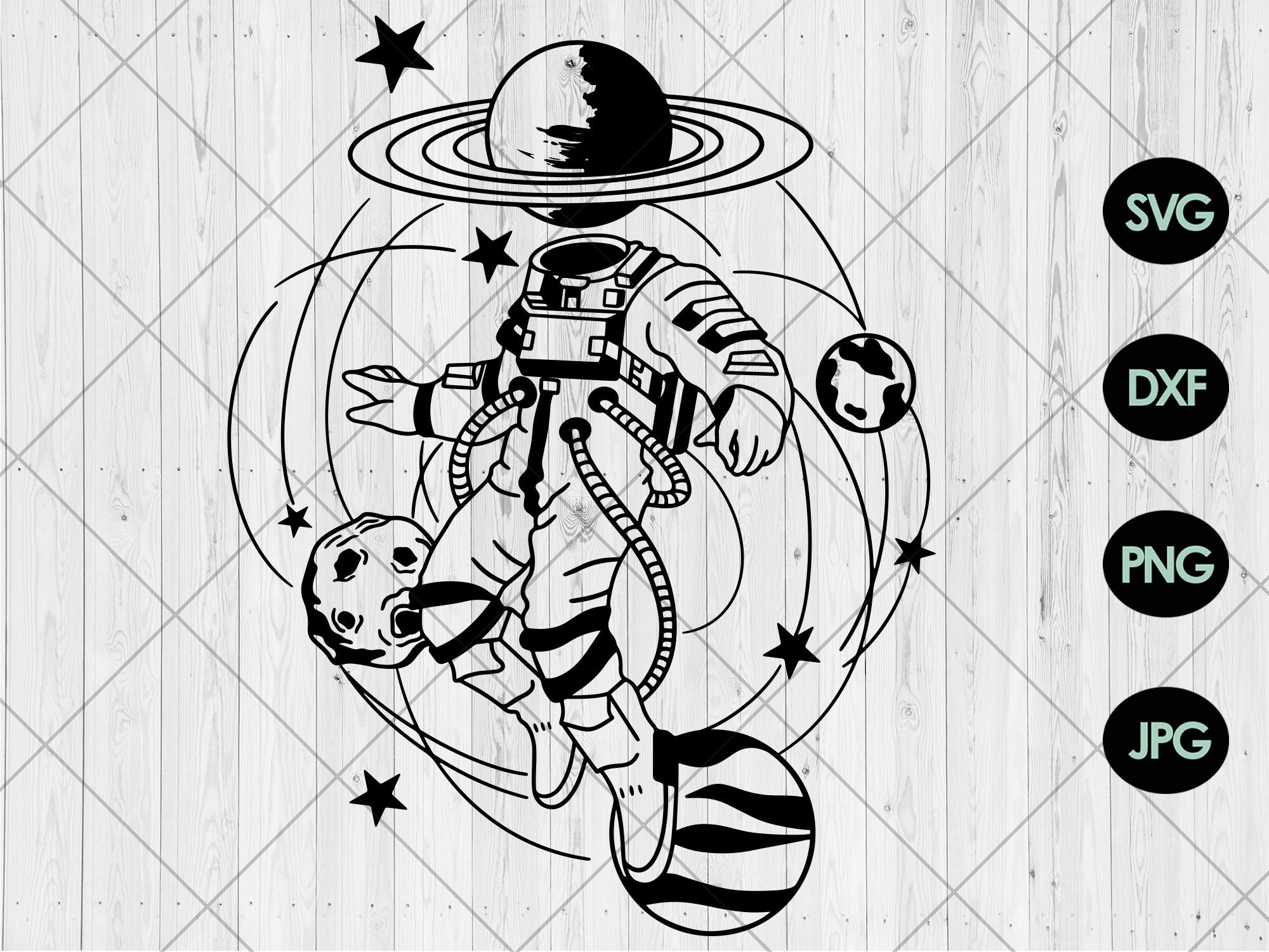 Spaceman svg Astronauta con planeta svg dxf png jpg - Etsy México