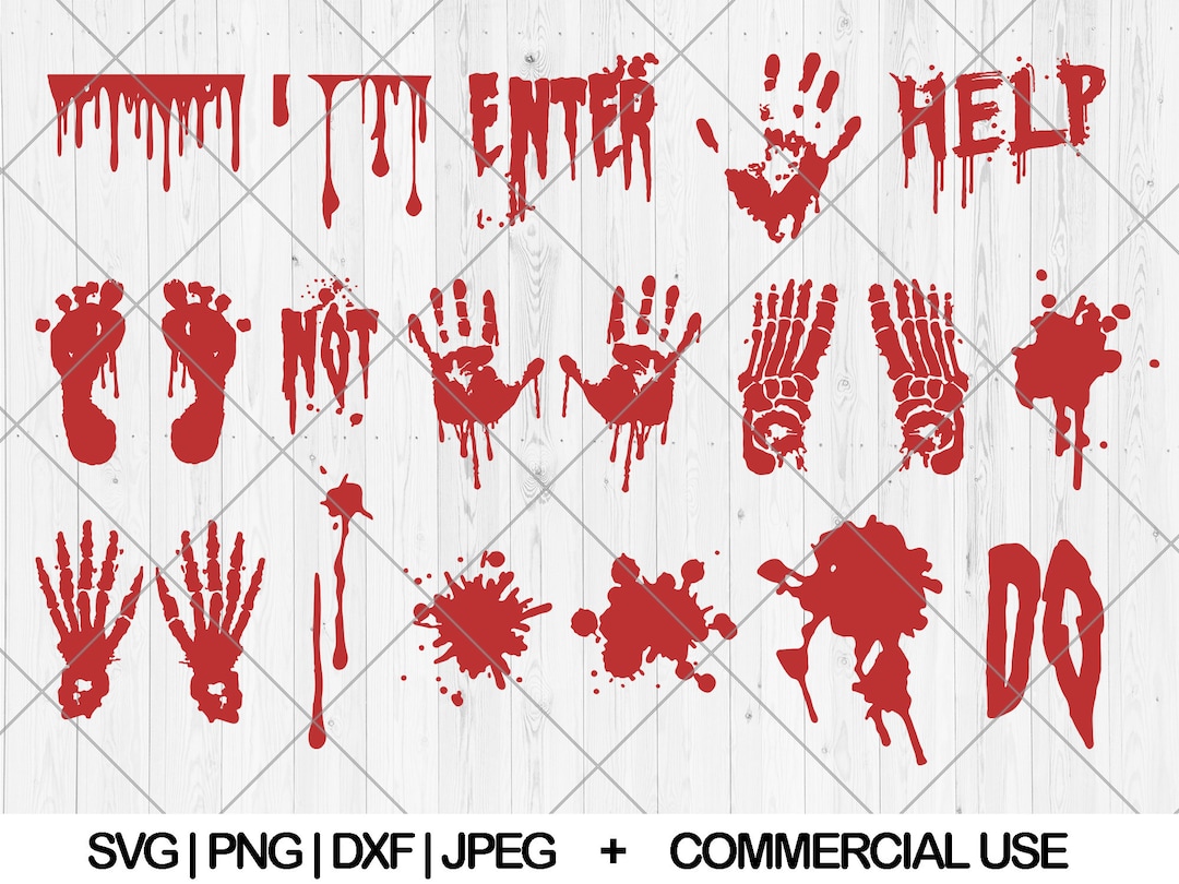Blood Splash Svg Bundle, Blood Splatter Svg, Png, Dxf, Jpg, Creepy ...