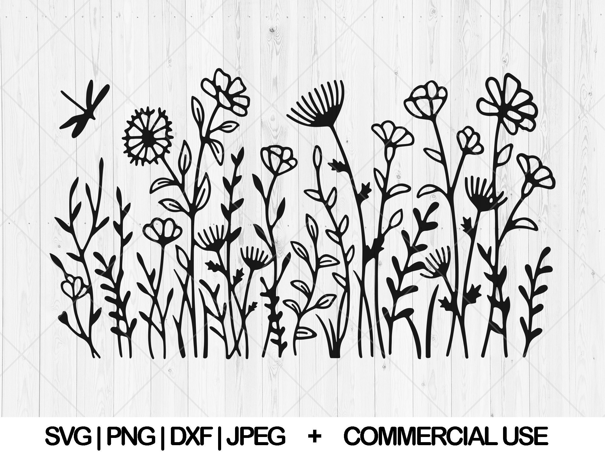 Wildflower Svg Bundle, Flower Meadow Svg, Dxf, Png, Jpg, Wildflowers ...