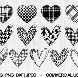 70 Heart Svg Bundle, Hand Drawn Heart Svg, Dxf, Png, Jpg, Leopard Heart ...