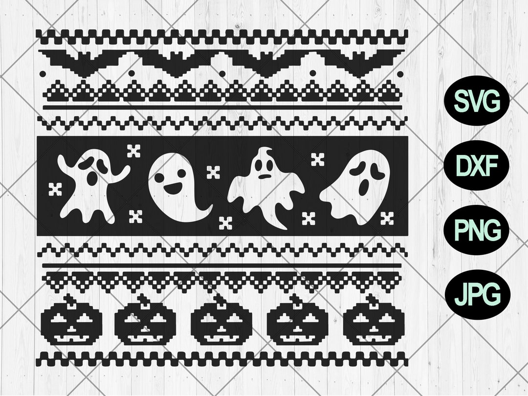 Cute Halloween Nordic Pattern Svg, Spooky Ghost Pattern Svg, Dxf, Png ...