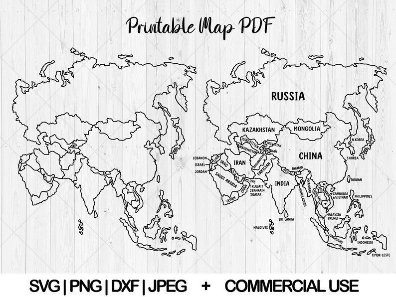 Asia Map Svg, Asia Country Svg, Dxf, Png, Jpg, Pdf, Sale Map Svg ...