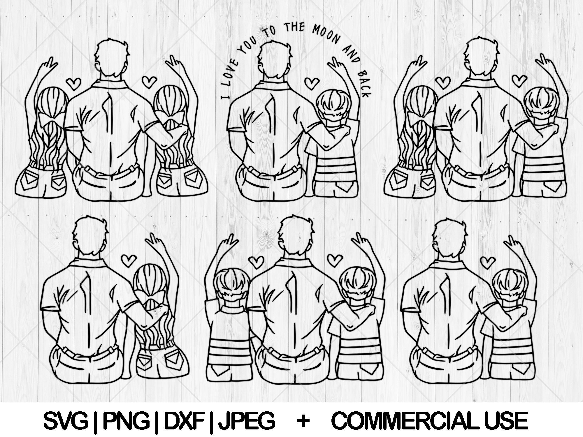 Padres aman el paquete svg, padre e hijo svg, dxf, png, jpg, cita de ...