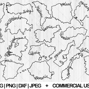 Europe Map Svg, Europe Country Svg, Dxf, Png, Jpg, Pdf, Sale Map Svg ...