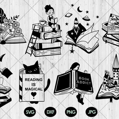 Book Art Svg Bundle Book Lover Bookish Svg Dxf Png Jpg - Etsy