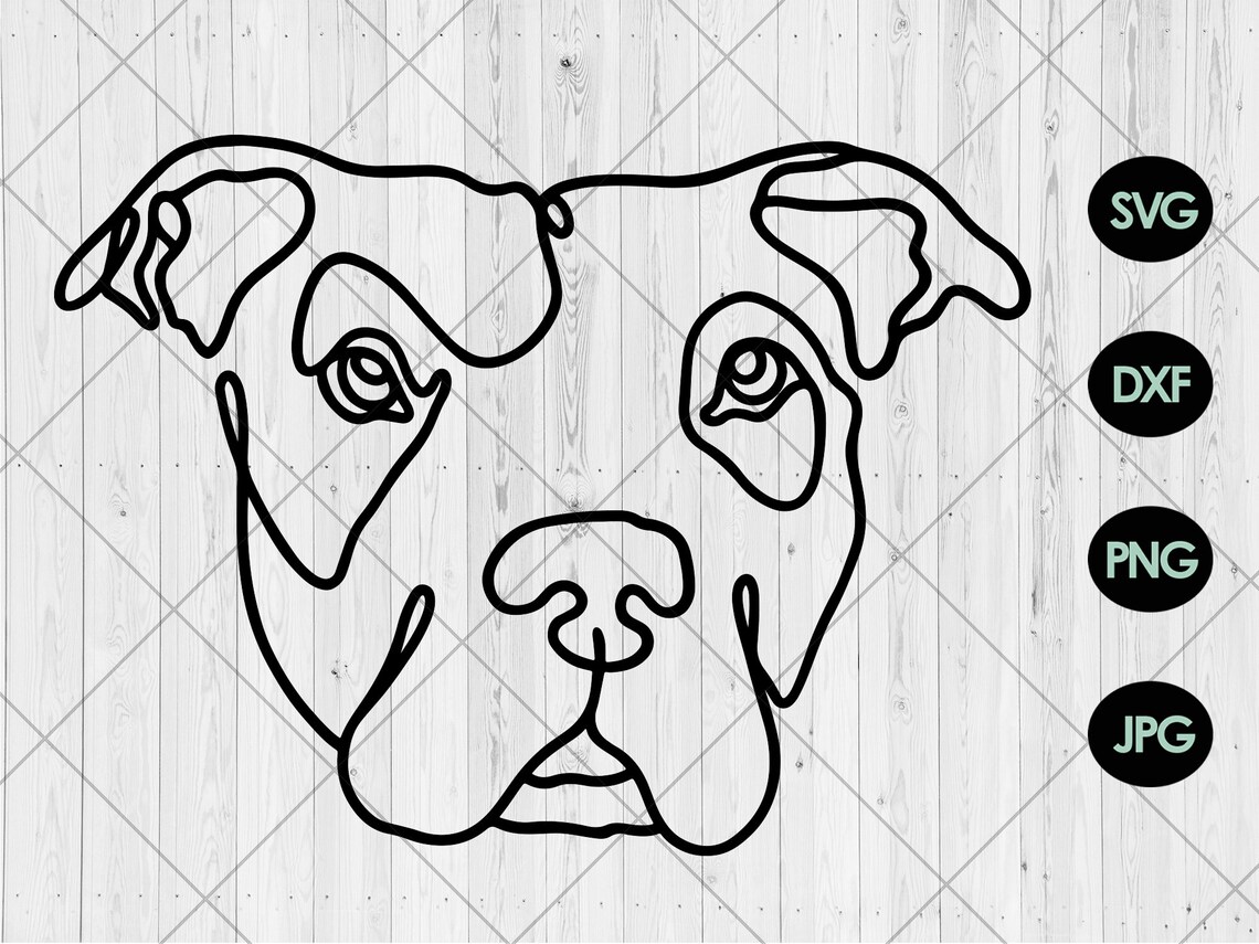 Pitbull Line Art Svg, American Pitbull One Line Art Svg, Png, Dxf, Jpg ...