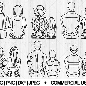 Family Sitting Svg Bundle, Parents and Kids Svg, Dxf, Png, Jpg ...