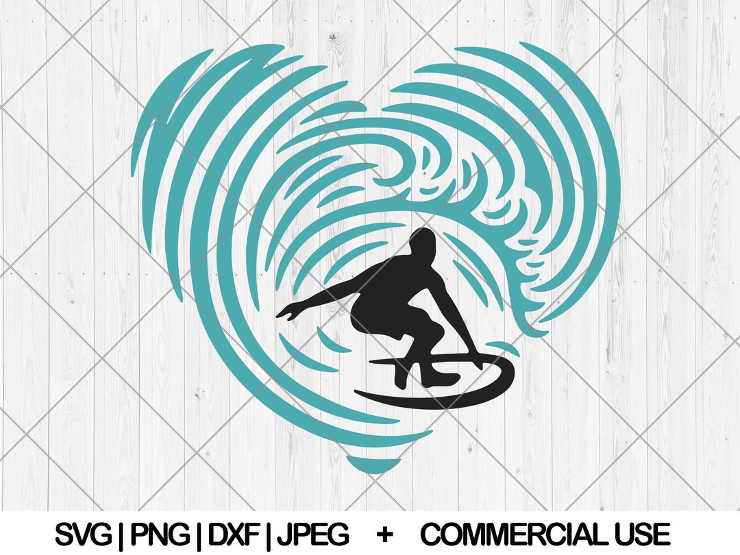Surf Heart Svg Surf Love Svg Dxf Png Jpg Ocean Wave Heart - Etsy