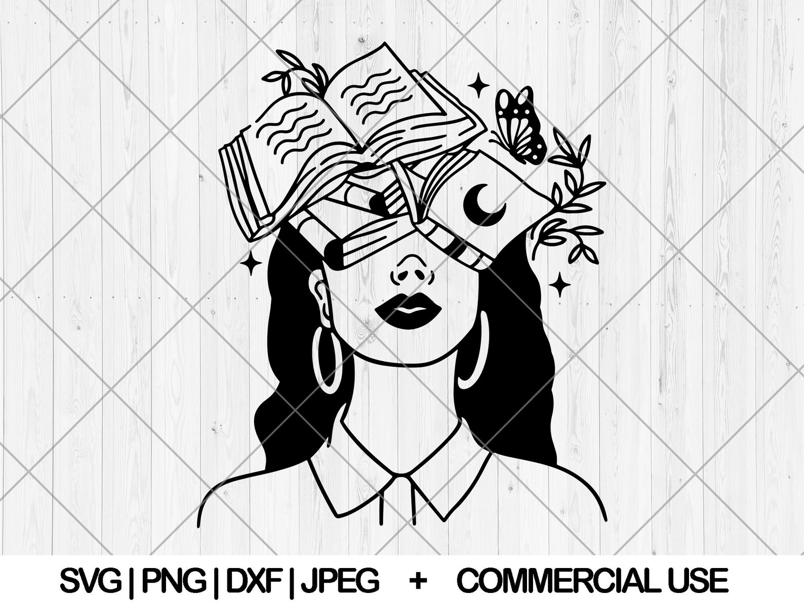 Woman With Books in Head Svg Girl Who Loves Books Svg Dxf - Etsy