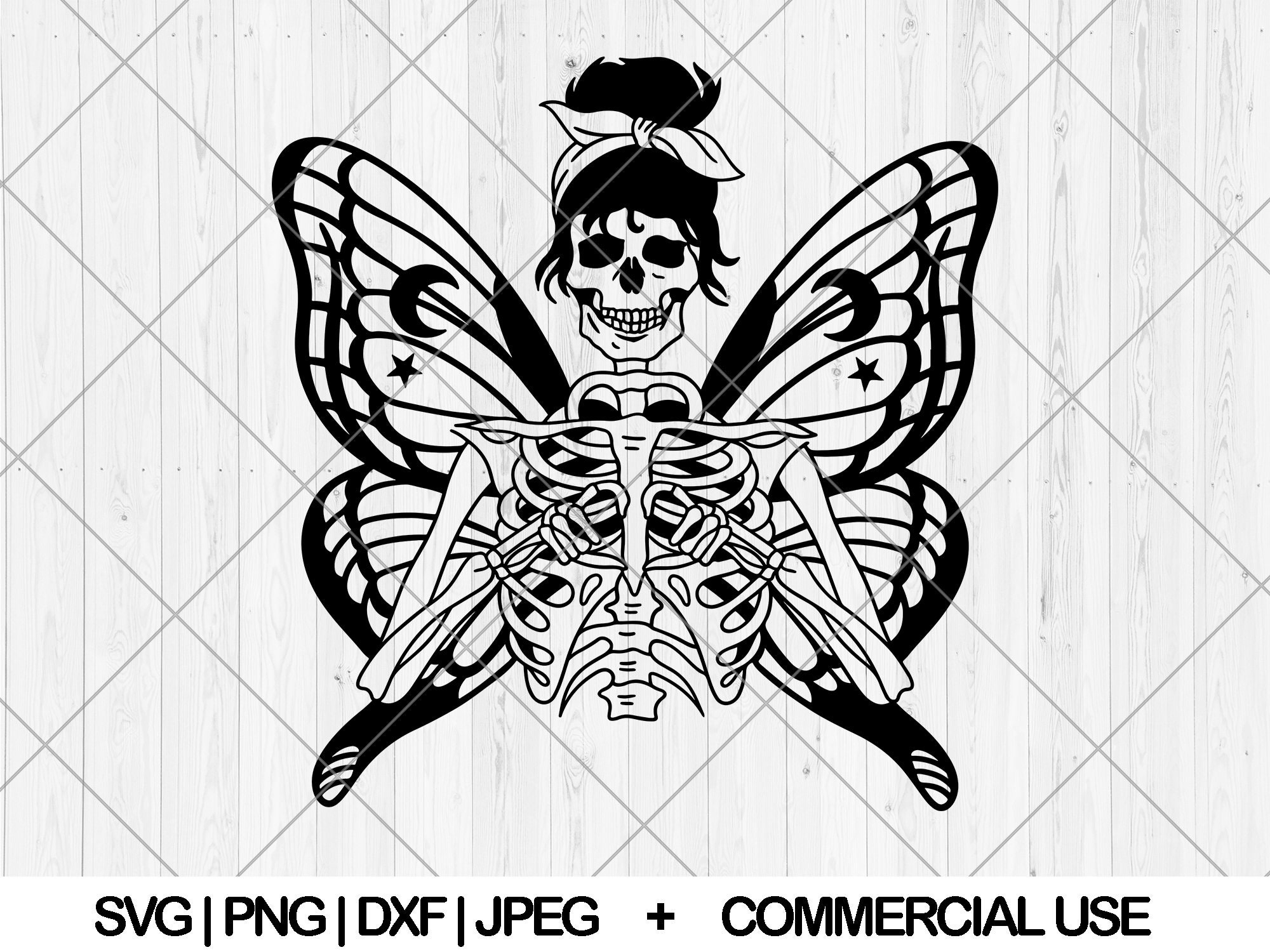 Skeleton Butterfly Svg Fairy Skeleton Svg Dxf Png Jpg - Etsy