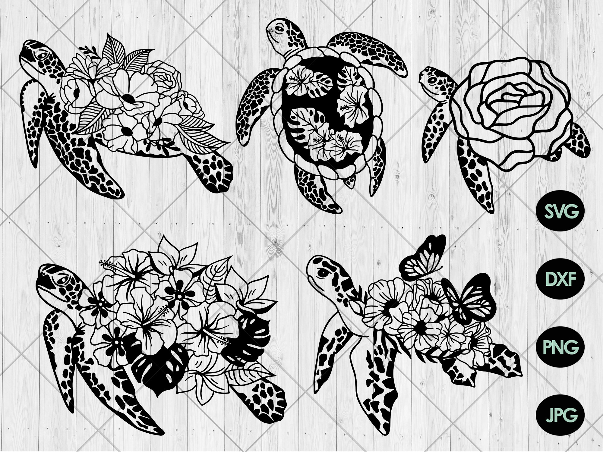 5 Floral Sea Turtle Svg Bundle Sea Turtle With Flower Svg - Etsy Australia