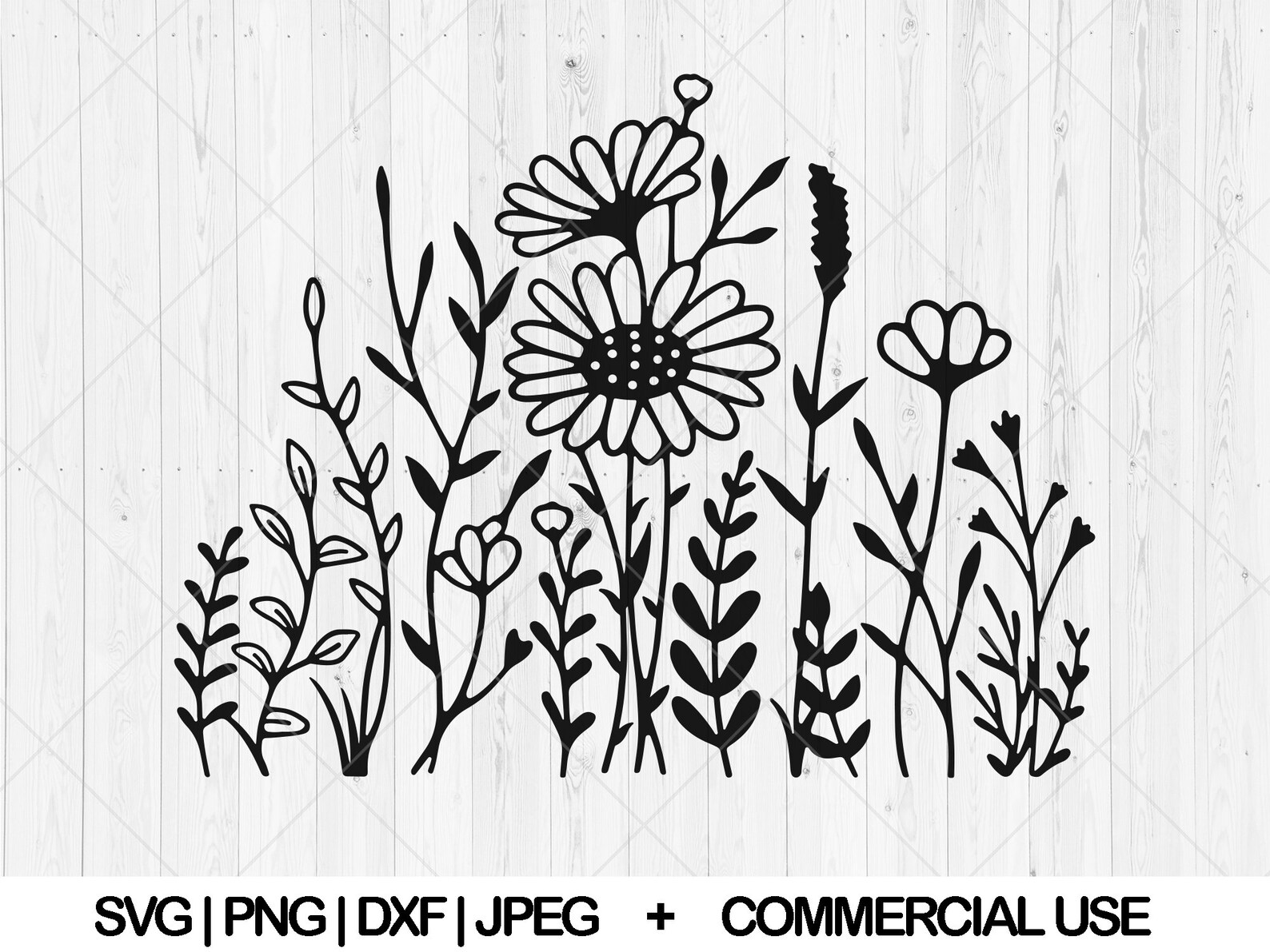 Wildflower Svg Bundle, Flower Meadow Svg, Dxf, Png, Jpg, Wildflowers ...