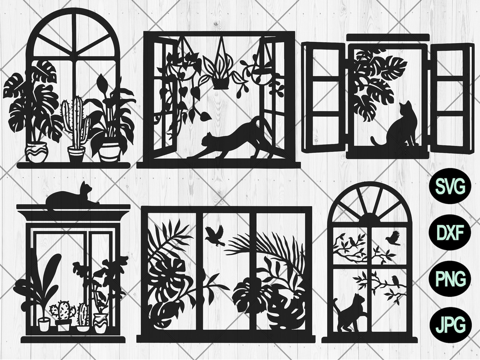 Window Scene Svg Bundle Window Frame Svg Dxf Png Jpg Cat - Etsy