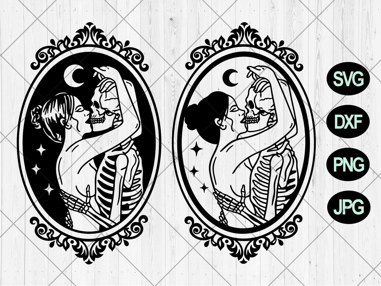 Skeleton Lovers Svg, Skeleton and Woman Romantic Kiss Svg, Dxf, Png ...