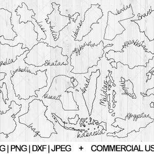 Asia Map Svg, Asia Country Svg, Dxf, Png, Jpg, Pdf, Sale Map Svg ...