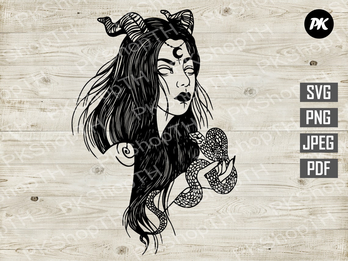 Goth girl svg Evil girl svg png pdf jpg Witchy Wiccan | Etsy