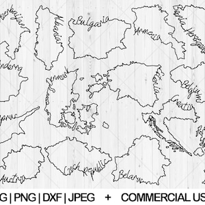 Europe Map Svg, Europe Country Svg, Dxf, Png, Jpg, Pdf, Sale Map Svg ...