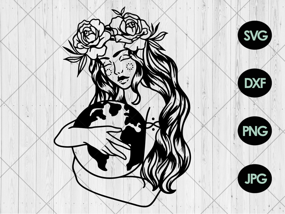 Mother Earth Svg, Floral Mother Earth Svg, Dxf, Png, Jpg, Girl Holding ...