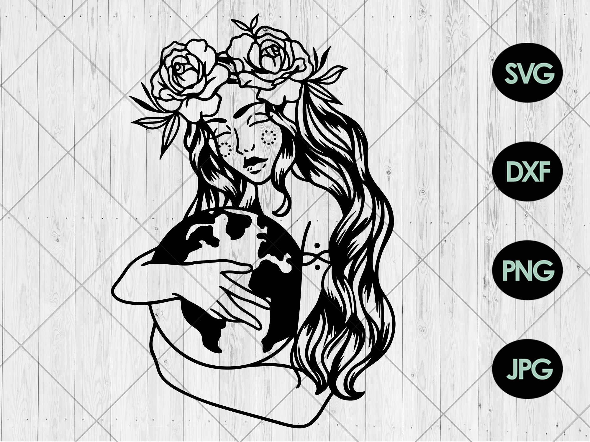 Madre tierra svg, Madre tierra floral svg, dxf, png, jpg, Niña ...