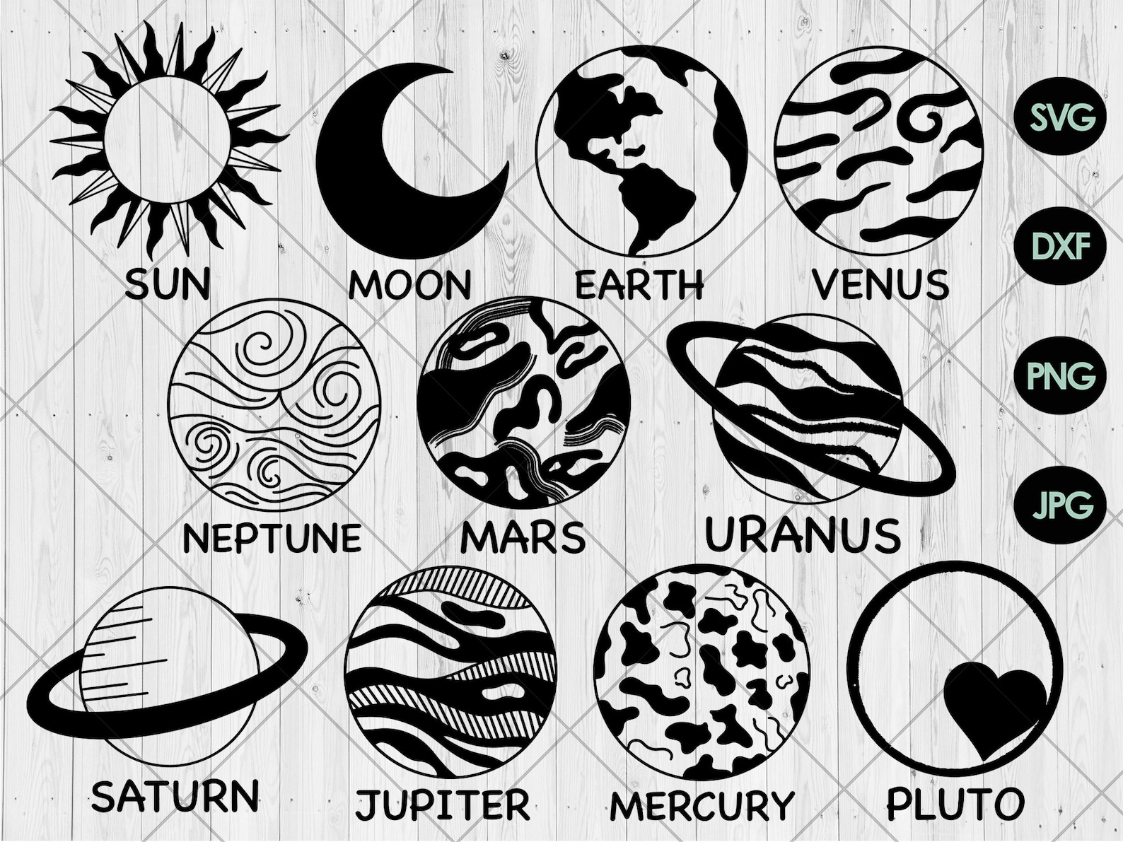 Solar System Svg, Planet Svg Bundle, Outer Space Svg, Dxf, Png, Jpg ...