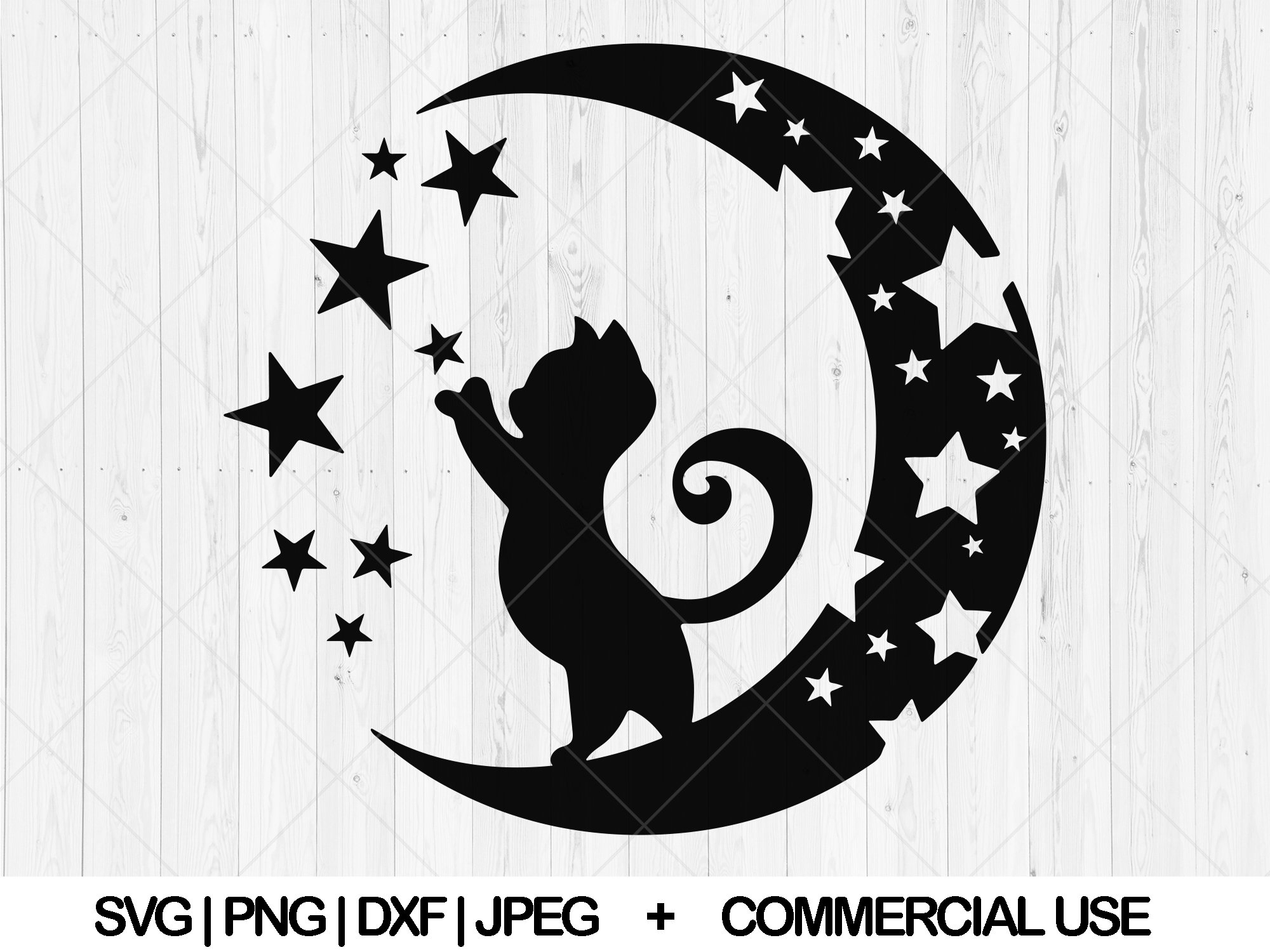 Gato en la luna svg, Lindo gatito svg, dxf, png, jpg, Luna gato svg ...