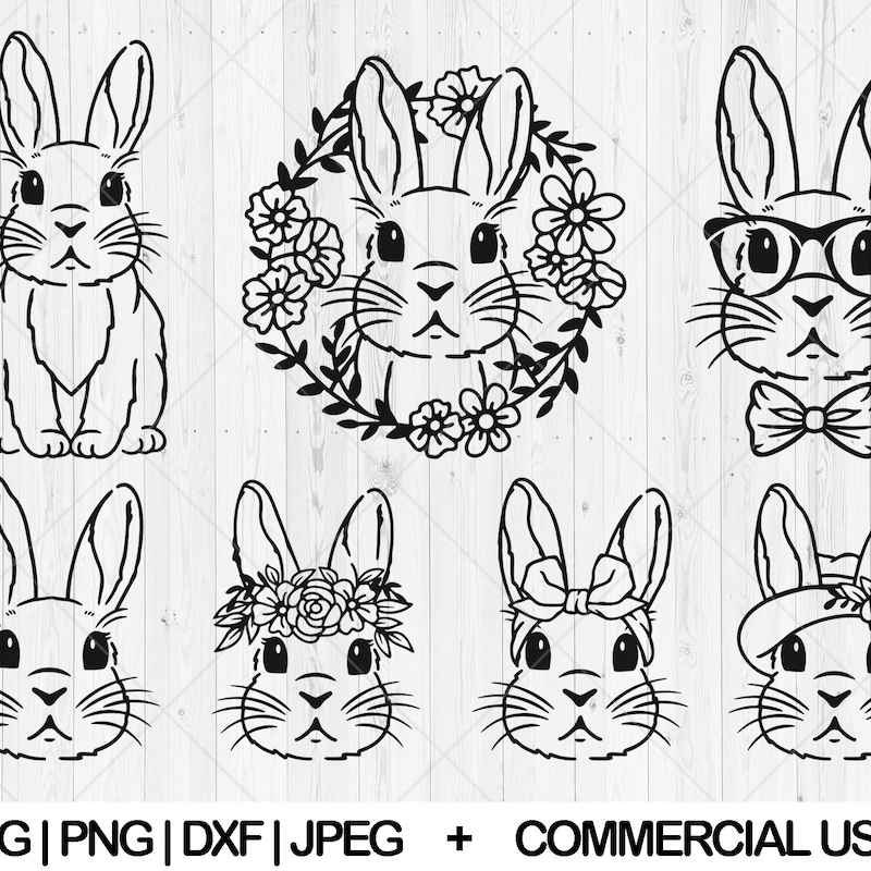 Floral Rabbit Svg - Etsy