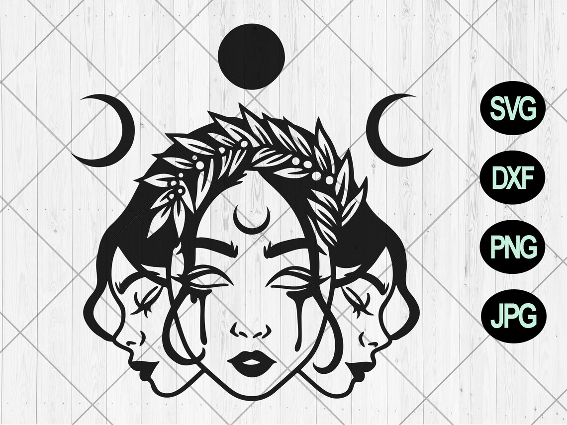Hecate Goddess Svg Three Heahed Woman Svg Dxf Png Jpg - Etsy