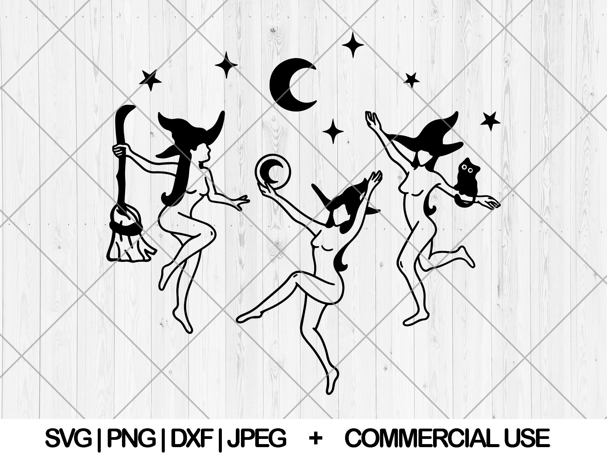 Bruja bailarina svg, club de brujas de Halloween svg, dxf, png, jpg ...