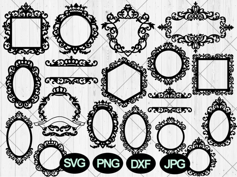 Mirror Frame Svg Bundle, Vintage Frame Svg, Png, Dxf, Jpg, Ornate Frame ...