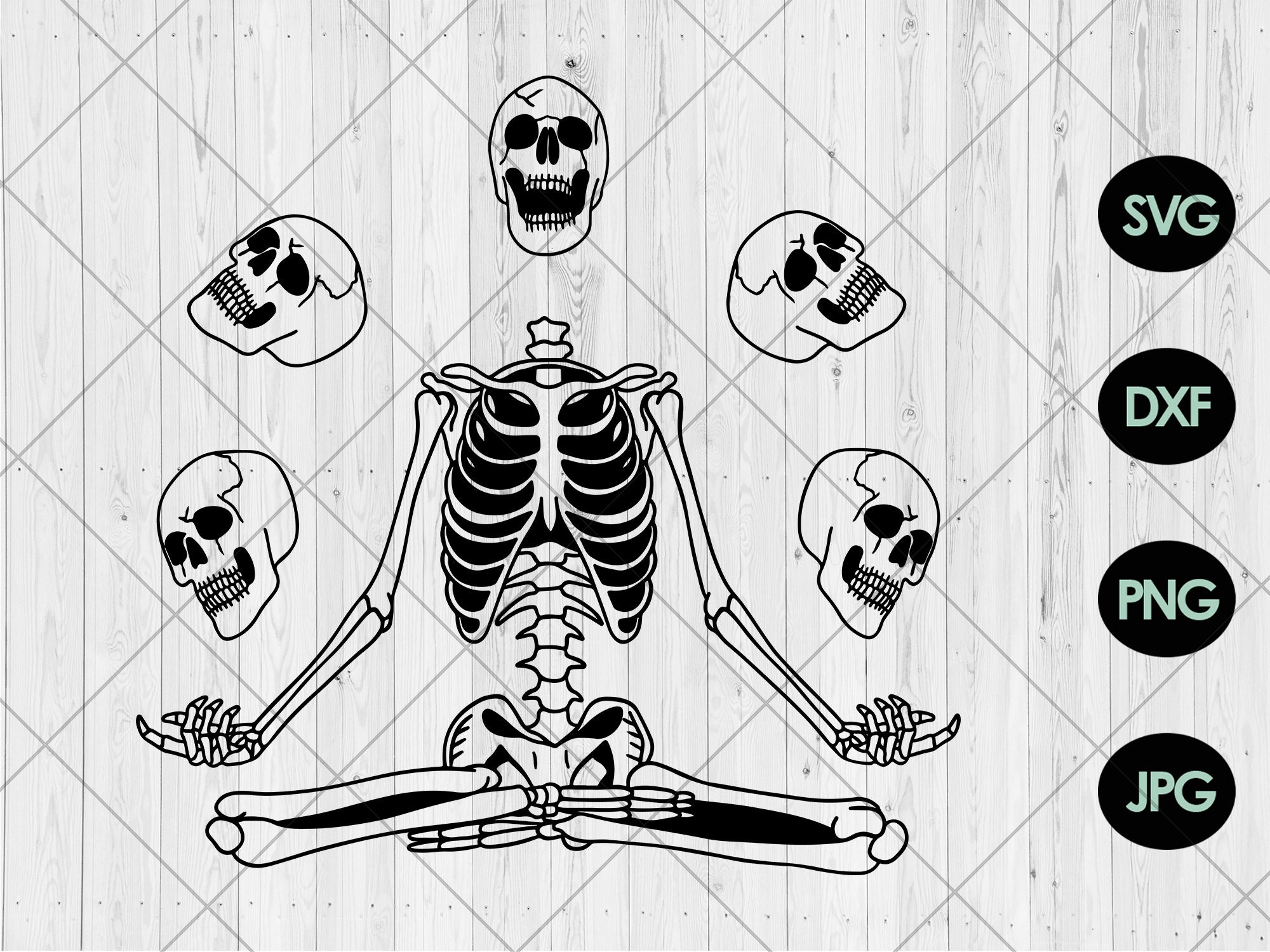 Skeleton Meditation Svg Funny Skeleton Svgdxfpngjpg | Etsy