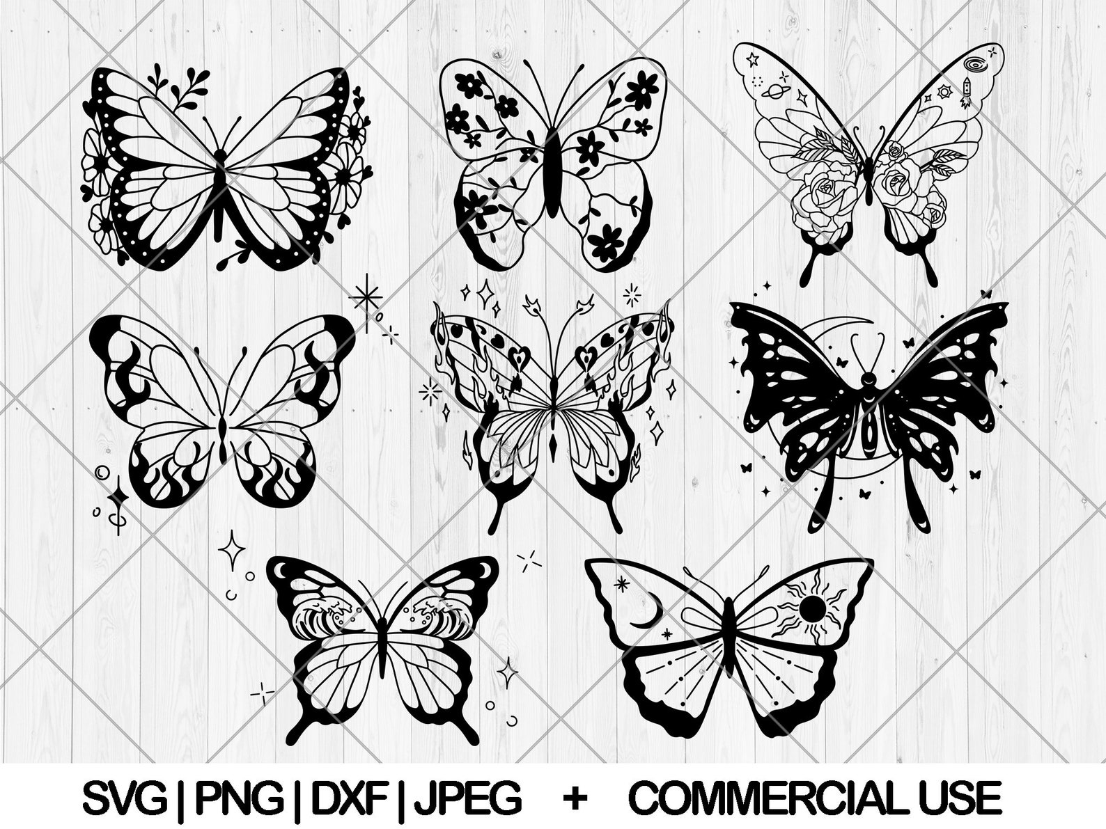 Butterfly Svg Bundle, Cute Butterfly Svg, Png, Dxf, Jpg, Celestial ...