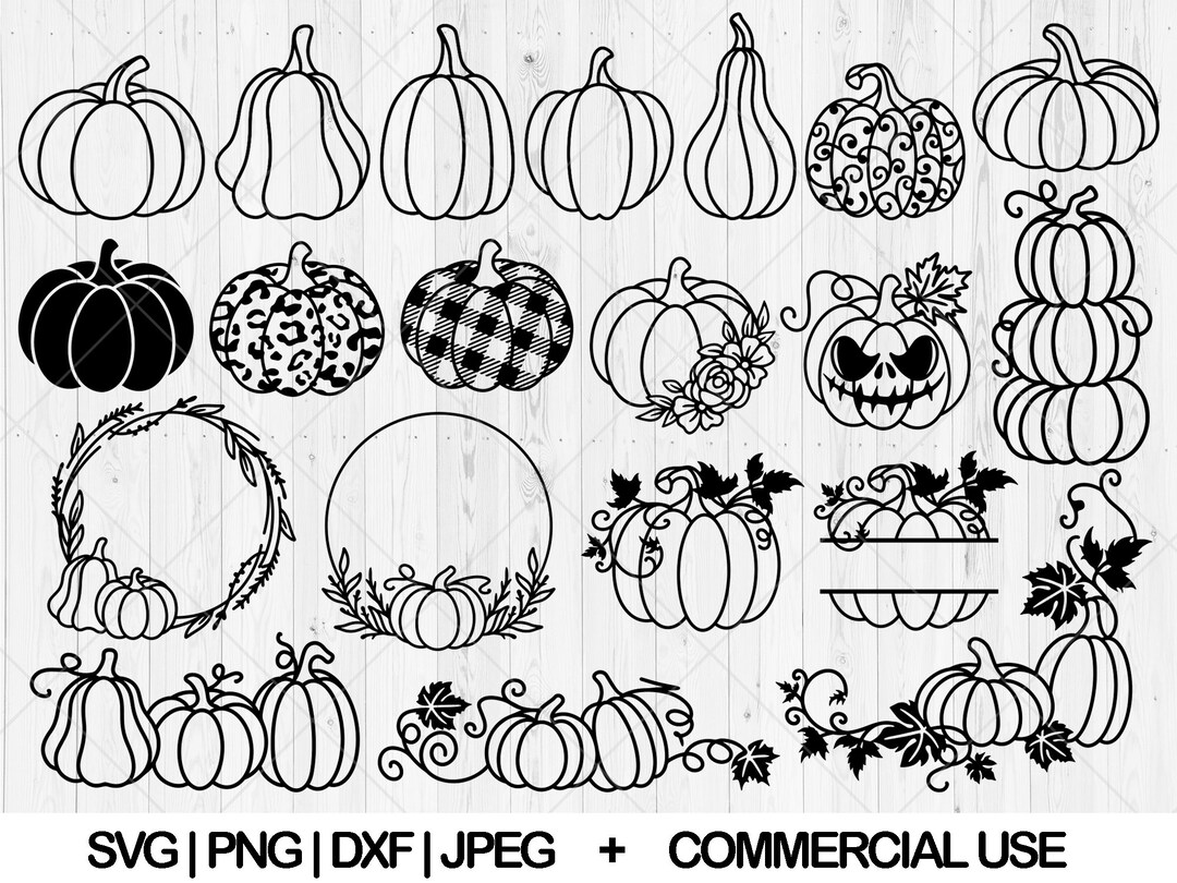 Pumpkin Svg Bundle, Floral Pumpkin Svg, Dxf, Png, Jpg, Pumpkin Wreath ...