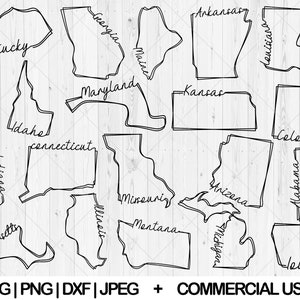 USA Map Svg Bundle, 50 States of America Svg, Dxf, Png, Jpg, America ...