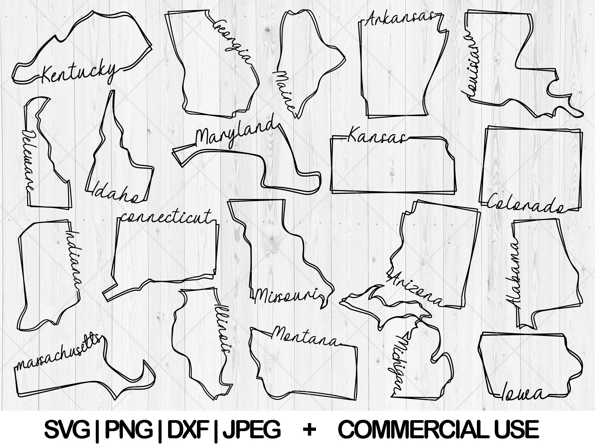 USA Map Svg Bundle, 50 States of America Svg, Dxf, Png, Jpg, America ...